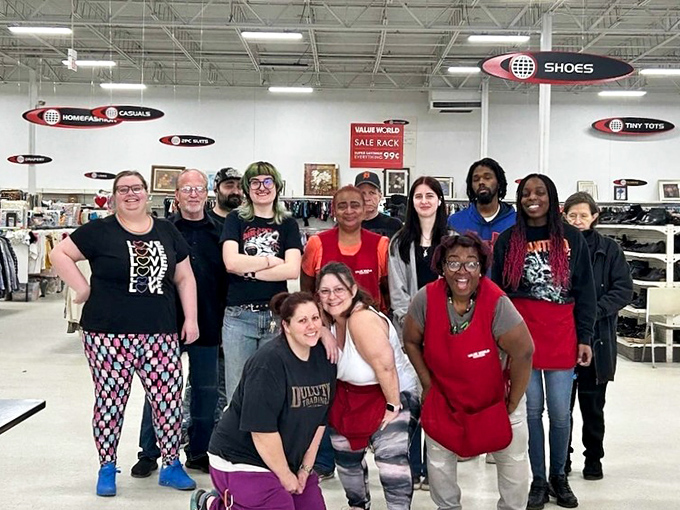 The dedicated team behind Value World's organized chaos. These thrift wizards transform donations into department-store-worthy displays daily.