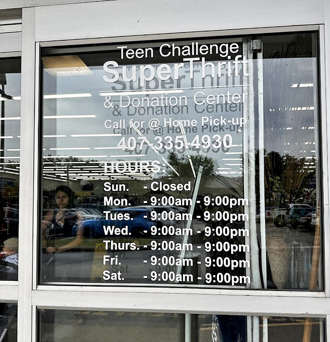 Store hours posted clearly &ndash; because treasure hunting requires proper planning. Open six days a week for your secondhand shopping pleasure.