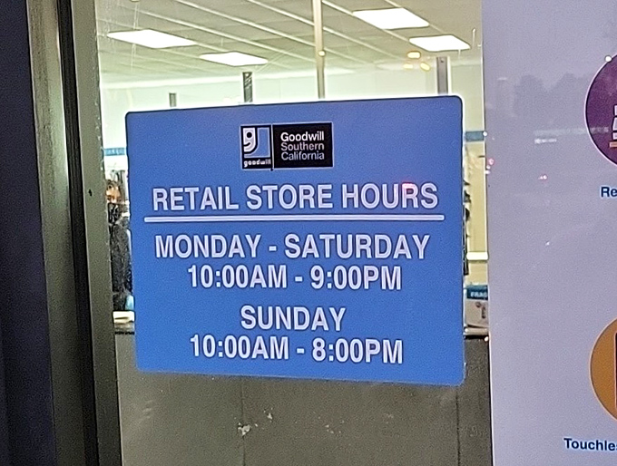 The hours posted like a promise: "We'll be here when inspiration strikes." Thrift store therapy available seven days a week.
