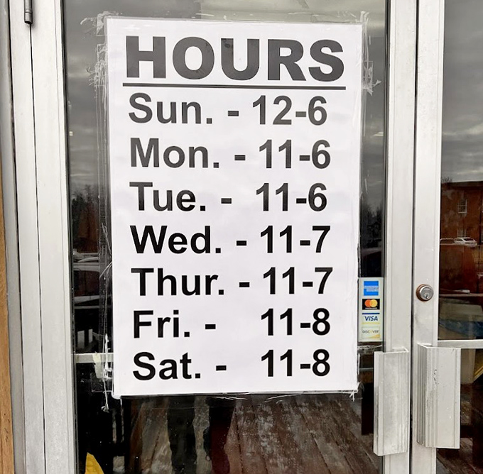 Hours generous enough to satisfy both the early lunch crowd and the "oops, I forgot dinner" evening rush. The sign of a place that understands its community.
