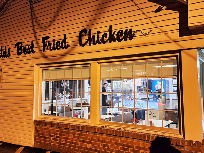 World's Best Fried Chicken isn't just a bold claim&mdash;it's a promise written right on the building. Truth in advertising.
