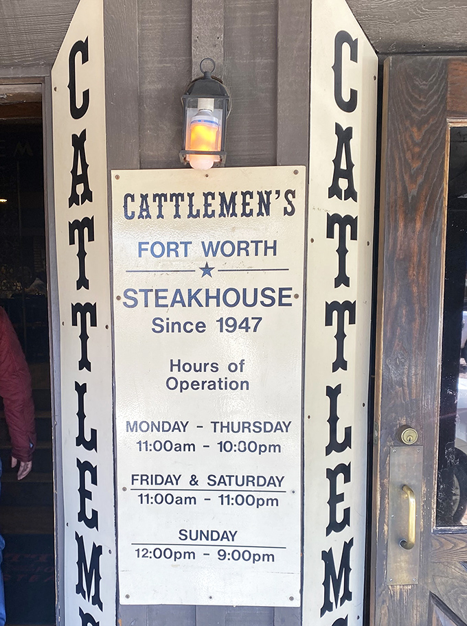 Operating since 1947, these hours are basically saying "We're here whenever you need a proper steak fix."