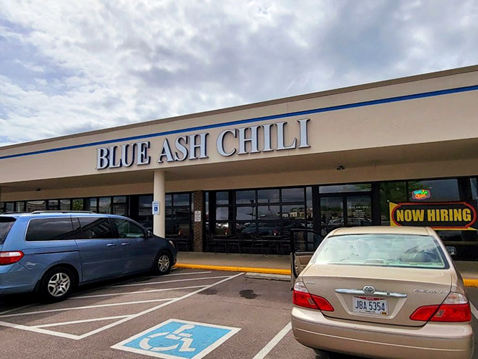 The Blue Ash Chili storefront promises what Ohio comfort food enthusiasts consider sacred: Cincinnati-style chili served with mathematical precision and hometown pride.