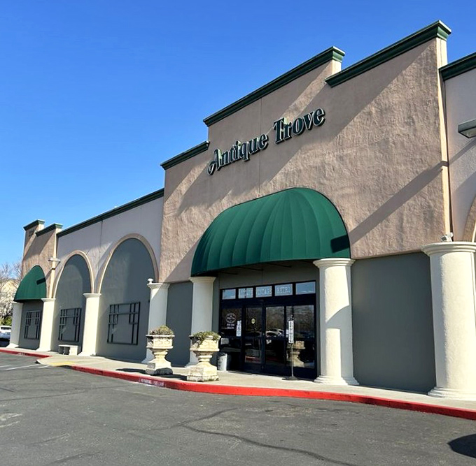 The facade that launched a thousand antiquing adventures. Those green awnings practically whisper, "Come in, we have what you didn't know you needed."