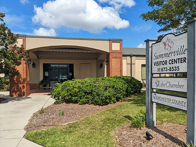 The Visitor Center's welcoming facade practically whispers, "Come on in, we've got maps, recommendations, and air conditioning on hot Southern days."