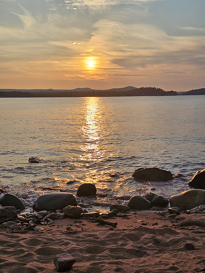 Golden hour paints the lake in shades that make even seasoned photographers reach for their cameras.