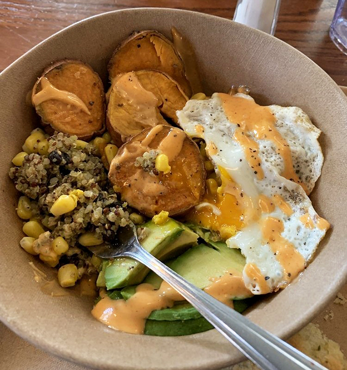 A breakfast bowl that answers the eternal question: "Why choose between sweet potatoes, quinoa, and a perfectly fried egg when you can have it all?"
