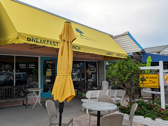 The Lemon Tree's cheerful yellow awnings promise breakfast comfort food that makes snowbirds temporarily forget about their favorite diners back north.