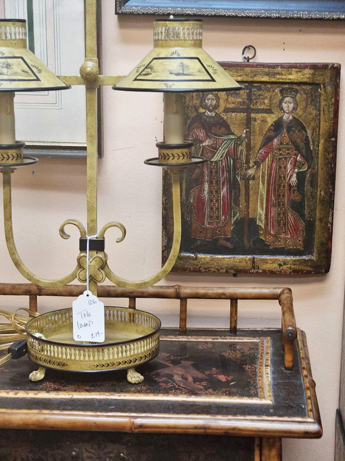 Religious iconography meets elegant brass in a display that reminds us some objects transcend decoration to become something closer to reverence.