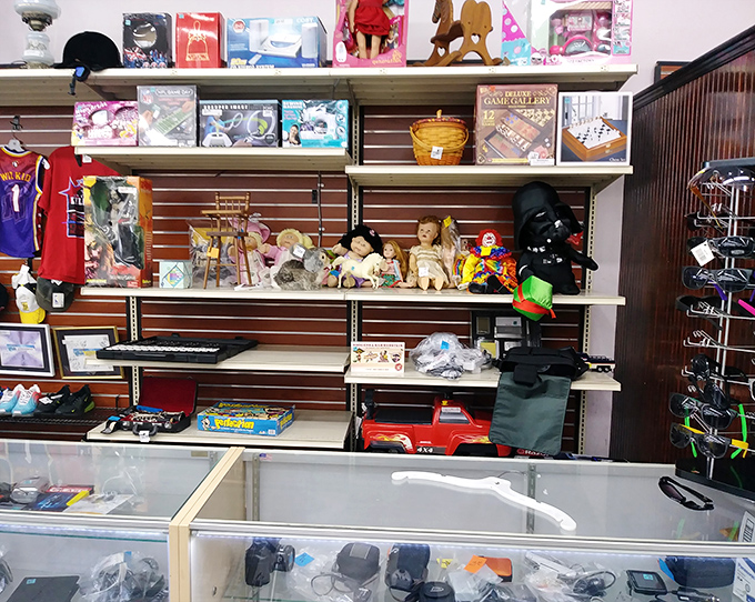 Toy shelves where childhood memories are recycled. That Darth Vader figure has seen things you wouldn't believe.