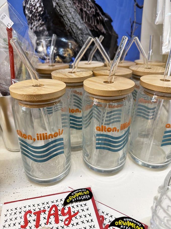 Alton-branded tumblers with bamboo lids &ndash; souvenirs that are actually useful, unlike that snow globe from Aunt Martha.
