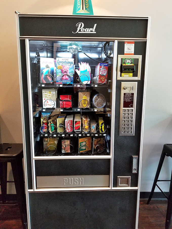 Not your average vending machine—this retro beauty offers unexpected treasures. Like finding an arcade in a library, it's delightfully out of place.