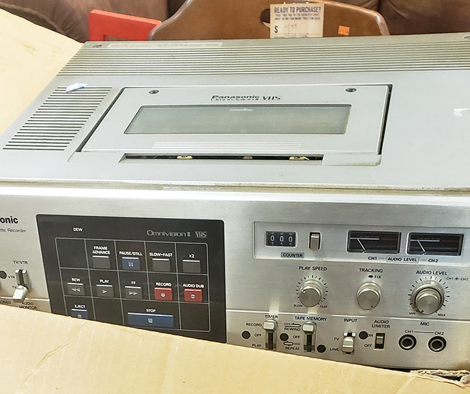 The Panasonic VHS player &ndash; a technological time capsule from when "Be Kind, Rewind" wasn't just good advice, it was store policy.