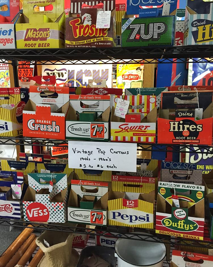 The soda aisle of your childhood supermarket, preserved like archaeological artifacts. Frostie root beer, anyone?