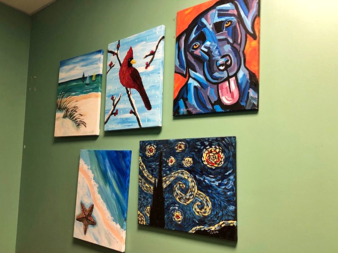 Local art adorns the walls, including a playful dog portrait and Van Gogh-inspired starry night &ndash; culture with your coffee is always a bonus.