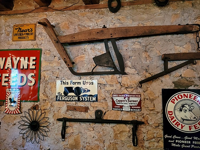 Every tool and sign on these walls tells a story of Wisconsin's farming past, creating atmosphere you simply can't manufacture or franchise.