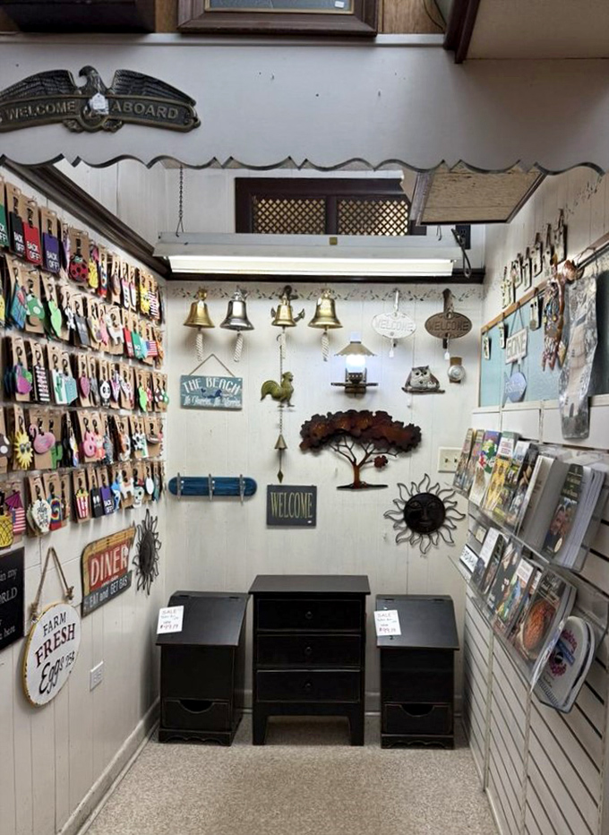 Whimsical wall d&eacute;cor creates pockets of charm throughout the store, turning shopping into a treasure hunt for the eyes.