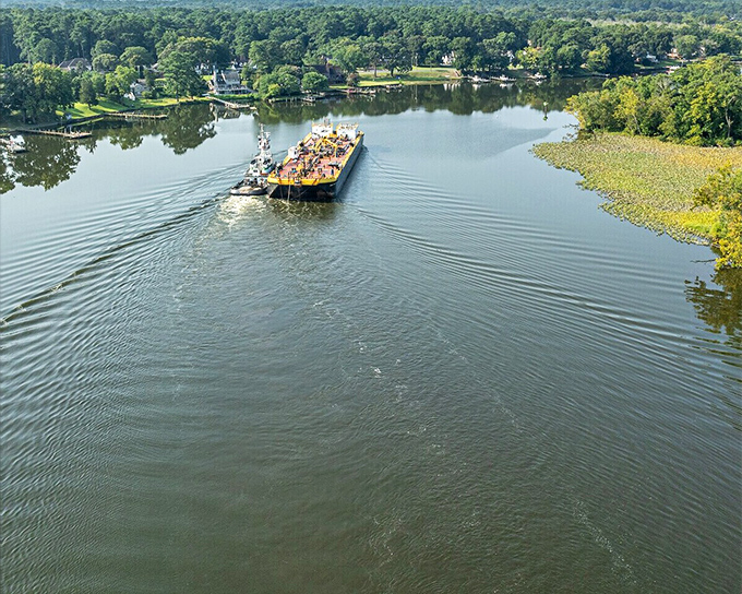 The Wicomico River isn't just pretty—it's a working waterway where barges still navigate the same routes used since Salisbury's earliest trading days.