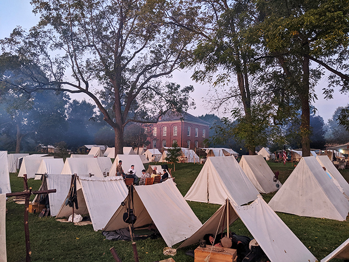 14. zoar community associaThese canvas tents during a historical reenactment offer camping without the REI price tag, though significantly less Gore-Tex and considerably more authentic discomfort.tion