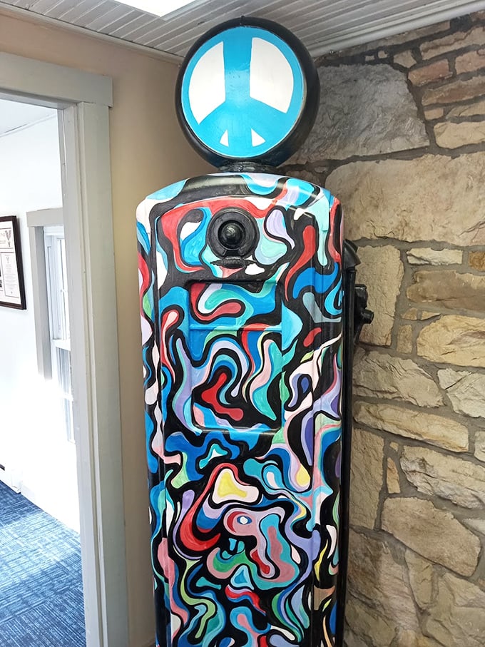 This psychedelic peace-symbol pump would've been right at home during the highway's 1960s era, when road trips fueled the counterculture.