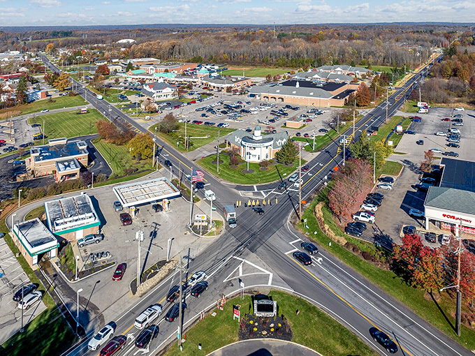 From above, Bainbridge reveals itself as a perfect crossroads community &ndash; where highways meet, pause briefly, and remind us what America looked like before chain stores.