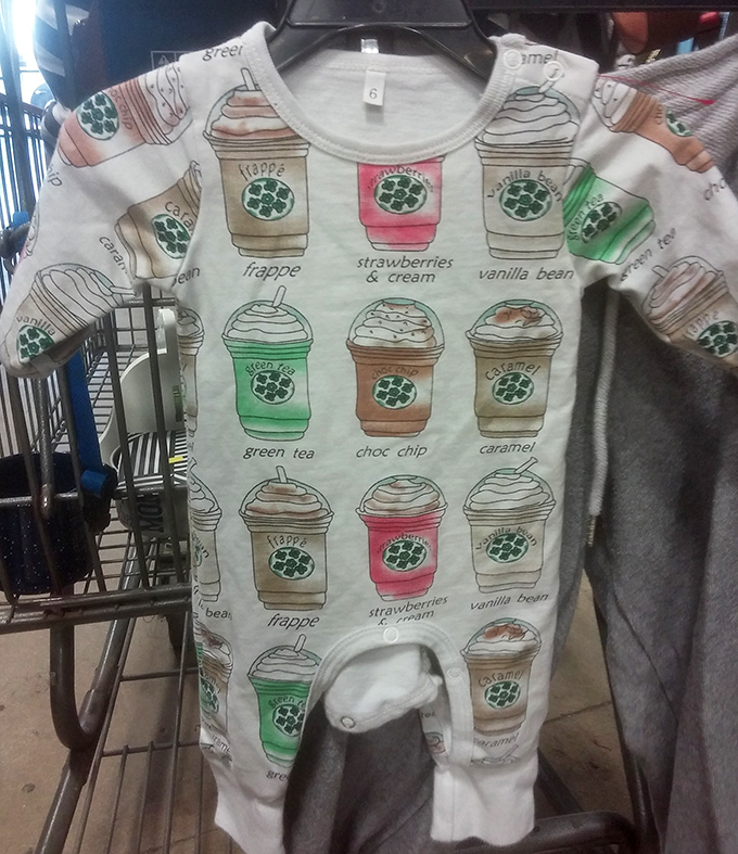 A coffee-themed onesie that's almost too cute to resist. For the parent who wants their baby to share their caffeine aesthetic, if not the actual beverage.