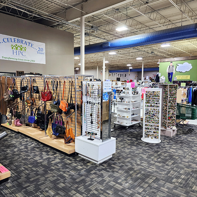 Accessory heaven! Handbags, jewelry, and scarves create a fashionista's playground where yesterday's trends become tomorrow's vintage statement pieces. 