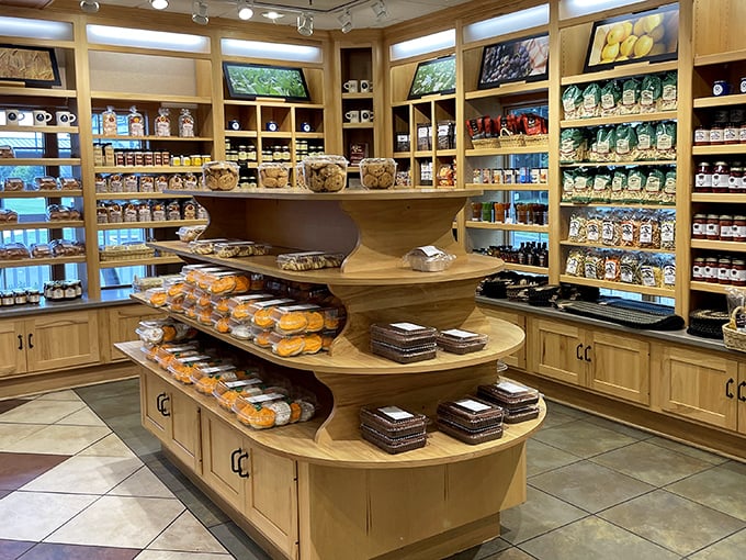 A market section stocked with take-home treats ensures the Dutch Valley experience doesn't end when you pay the bill.
