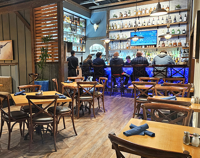 The bar area: where strangers become friends and friends become family. Wood, spirits, and conversation flow in equal measure.