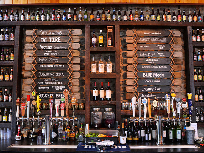 Behind that bar lies liquid happiness in twenty different draft varieties, each with its own story.