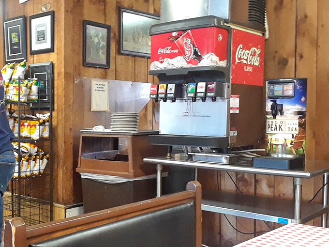 The Coca-Cola fountain stands ready, because what's a great sandwich without the perfect cold beverage to wash it down?