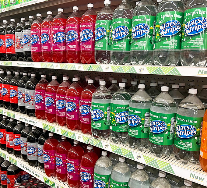 The beverage aisle&mdash;where Stars & Stripes sodas stand at attention, ready to quench thirsts without draining wallets.
