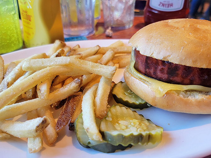 A burger and fries that doesn't need fancy aioli or truffle oil to impress. Sometimes the classics remain undefeated for good reason.