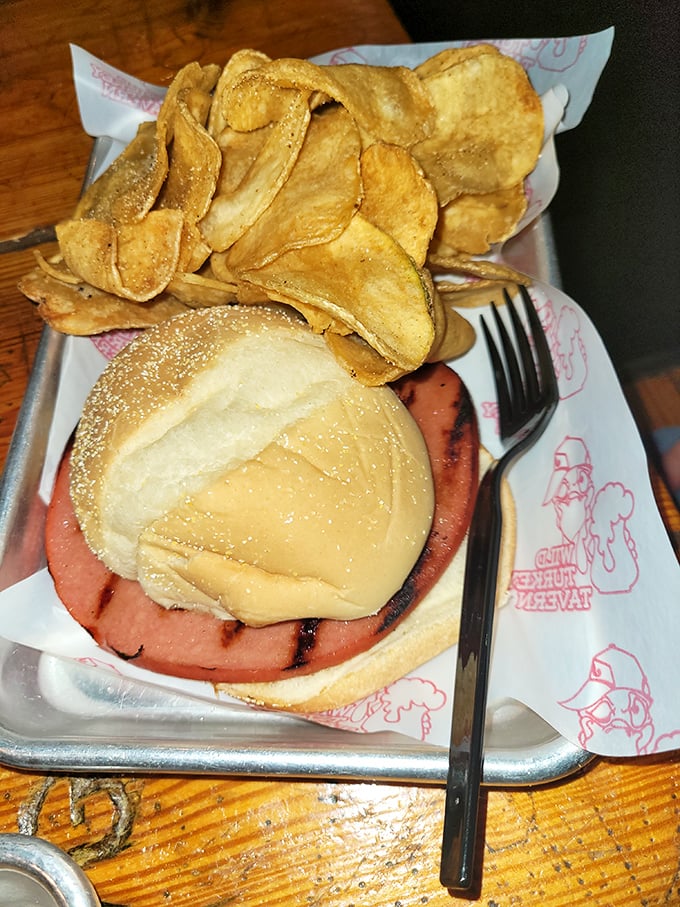 The humble potato chip achieves its highest purpose alongside this sandwich &ndash; crispy, salty companions to a simple pleasure done right.