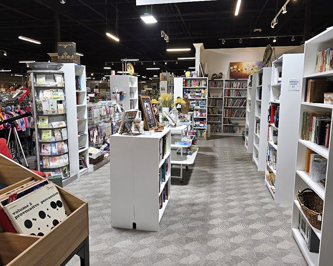 Book lovers' paradise with shelves organized for easy browsing. Find yesterday's bestsellers and tomorrow's discoveries without the sticker shock of new releases.