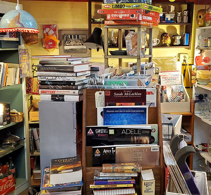 From Adele to Sarah McLachlan, vintage vinyl and books create the perfect corner for those who prefer their entertainment unplugged.