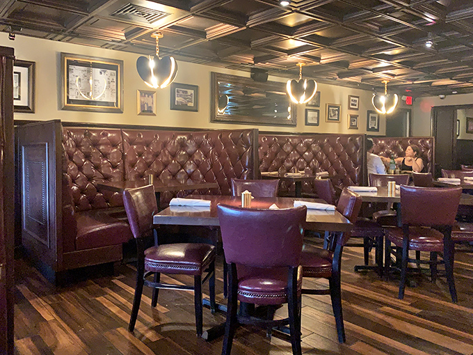 Booths designed for lingering conversations and serious eating. The kind of comfort that whispers, "Order dessert. Stay awhile."