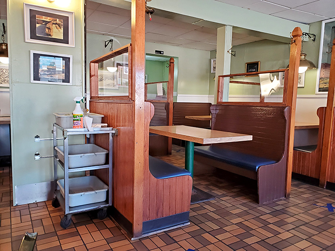 Booth seating that's witnessed countless conversations, first dates, and the silent nods of appreciation that follow that first bite of breakfast.