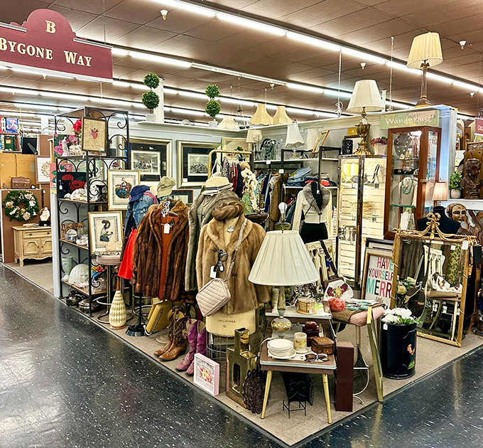 "Bygone Way" booth displays fashion's ghosts&mdash;fur coats and vintage dresses waiting for their second act in a world that's constantly recycling style.
