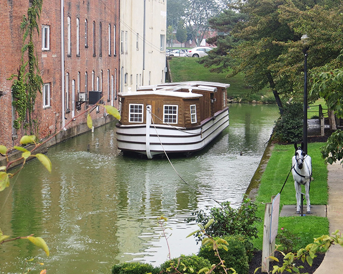 Another view of the canal boat, where history floats alongside a horse-drawn towpath, recreating transportation methods that built the Midwest.
