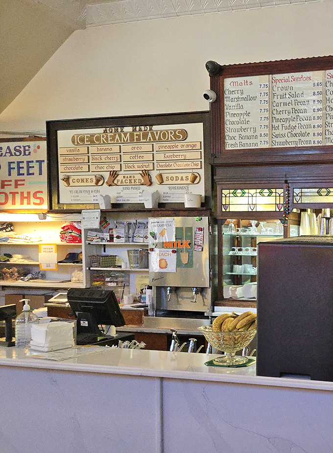 Handwritten ice cream flavors on display&mdash;proof that some things are too important to trust to digital technology.