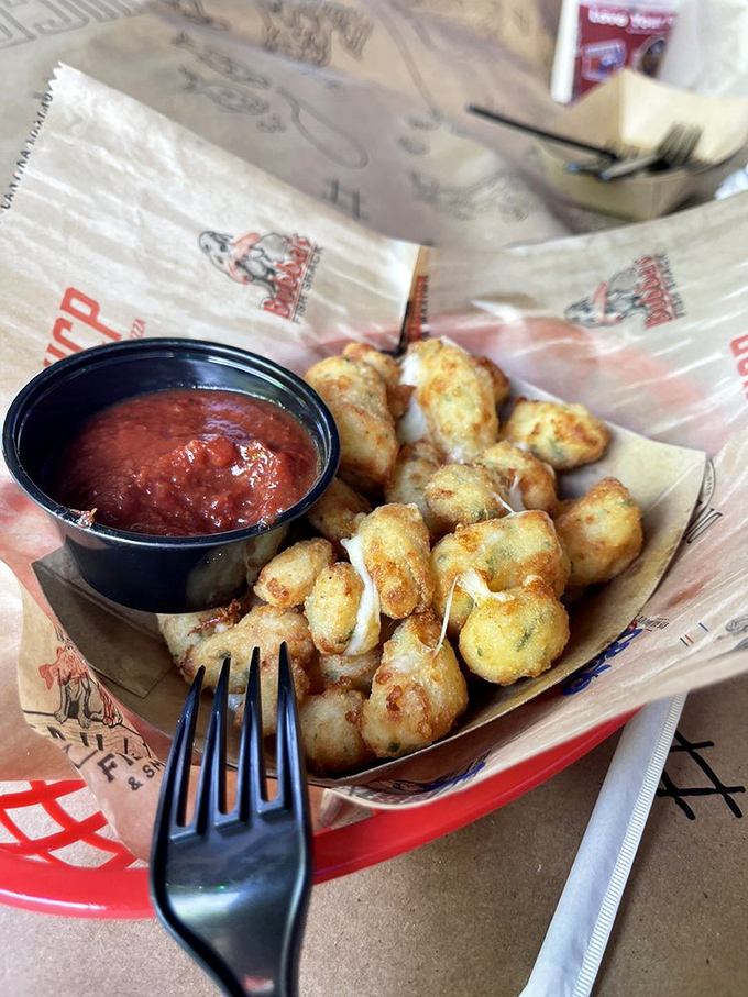 Cheese pops that make mozzarella sticks look like underachievers. These golden nuggets of molten cheese are what childhood dreams and adult indulgences are made of.