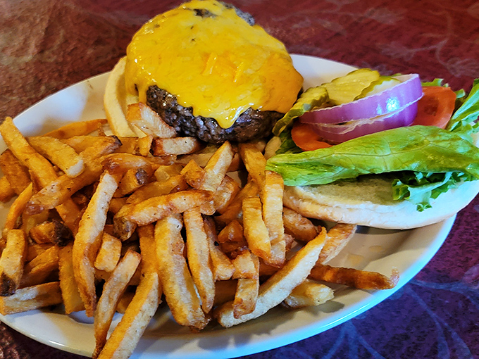 This isn't just a cheeseburger – it's a hand-held masterpiece that makes you wonder why you ever considered ordering anything else.