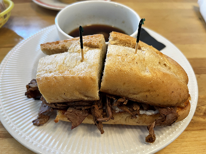 The French dip that launched a thousand napkins&mdash;tender meat, pillowy bread, and that magical dipping sauce that ties it all together.