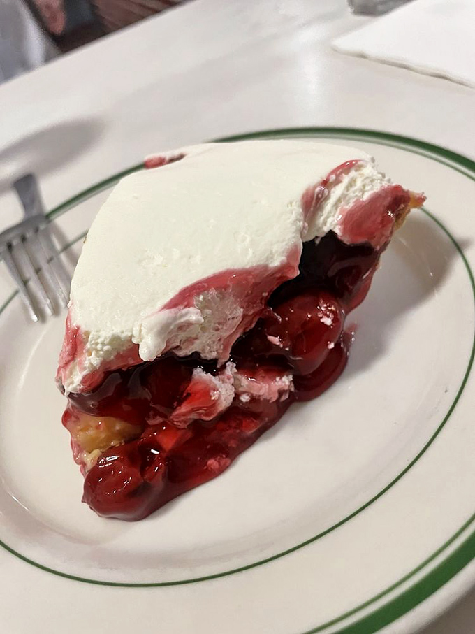 Cherry pie topped with whipped cream&mdash;tart meets sweet in a relationship that works better than most rom-coms. That crimson filling is pure drama.