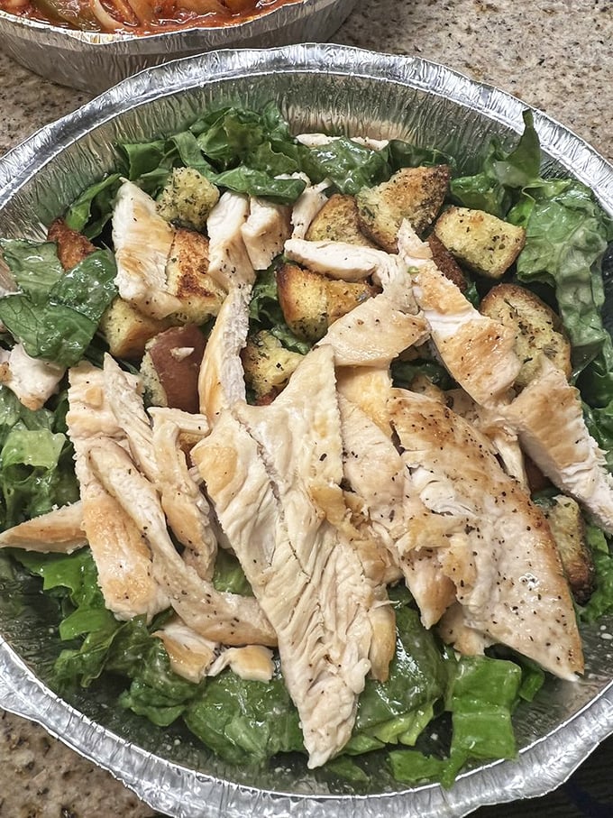 When you need to pretend you're eating healthy. This chicken Caesar might have lettuce, but it's still indulgent enough to satisfy.