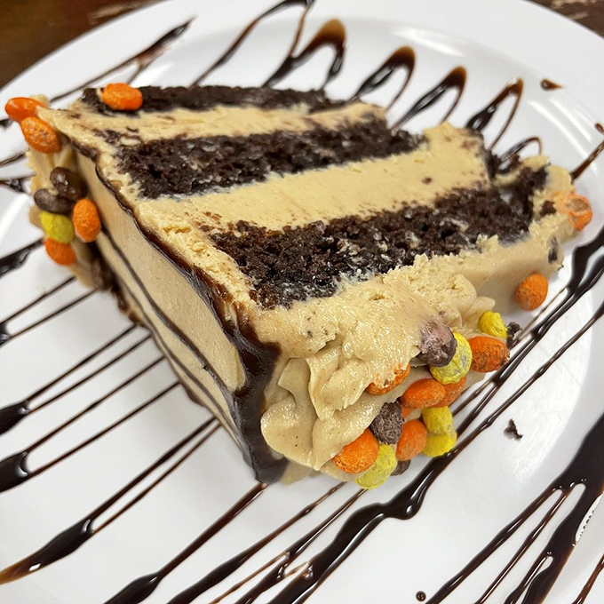 A slice of chocolate cake that doesn't pretend to be breakfast but doesn't apologize for being dessert either. Life's too short not to eat cake.