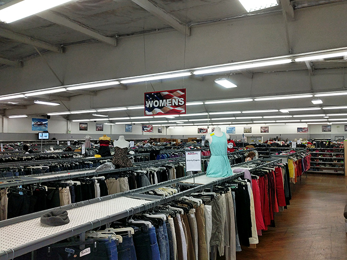 The women's department stretches toward the horizon, a sea of possibilities where fashion trends from every decade mingle democratically.