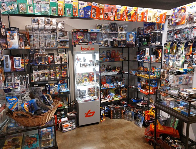 A collector's dream cave of vintage toys and memorabilia. Your inner eight-year-old is currently throwing a tantrum until you buy something.