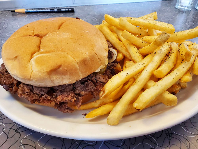 The classic burger and fries&mdash;proving that some relationships are timeless for a reason. Simplicity elevated to an art form.